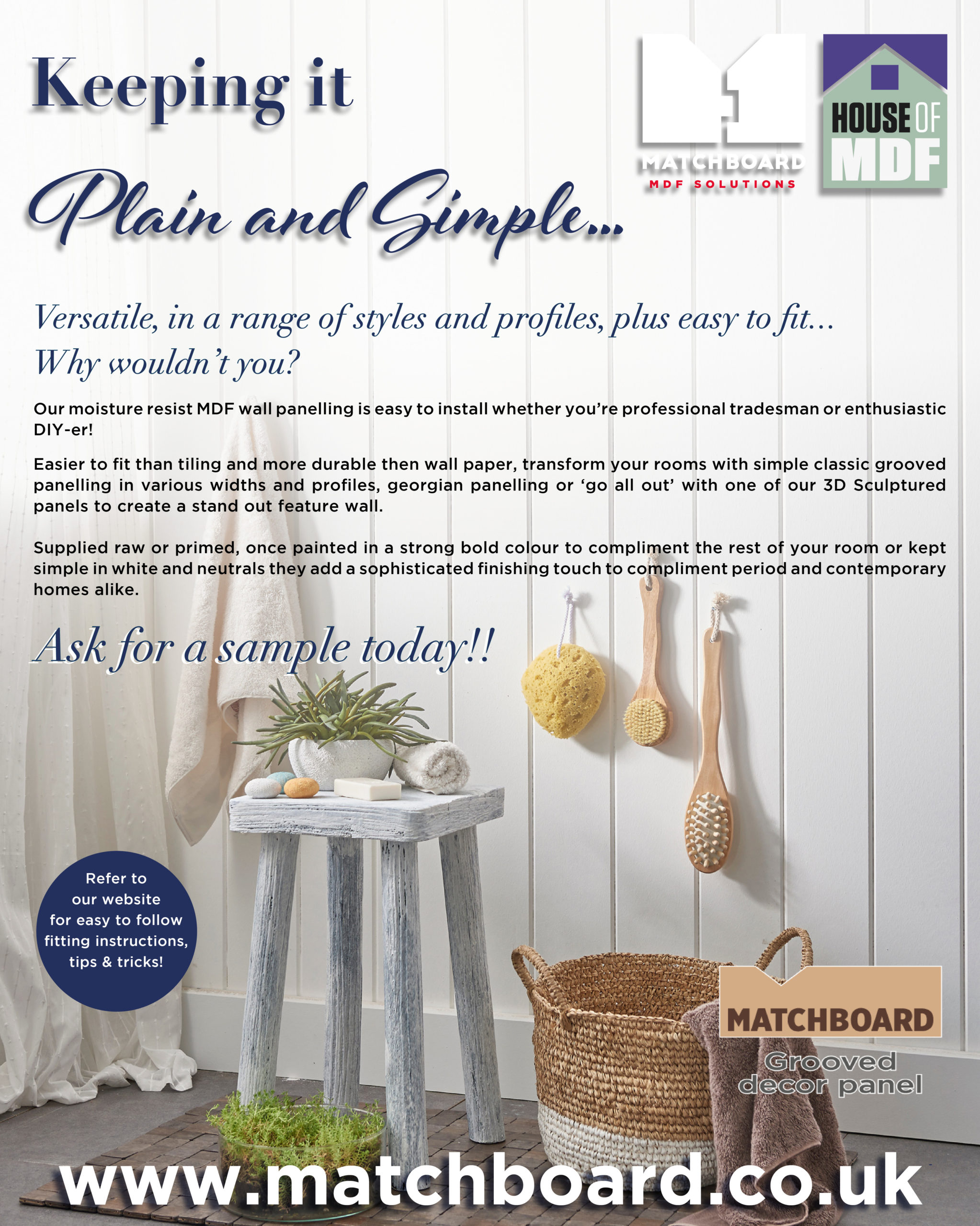 Matchboard Decorative Wall Panelling - House of MDF